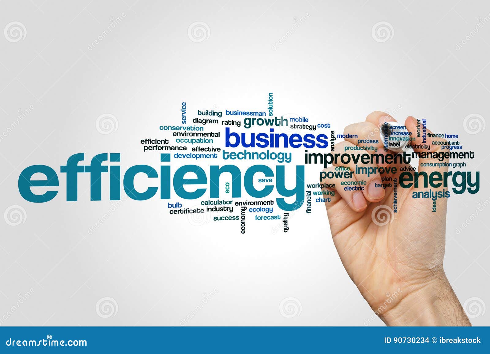 Efficiency Word Cloud Concept on Grey Background Stock Photo - Image of ...
