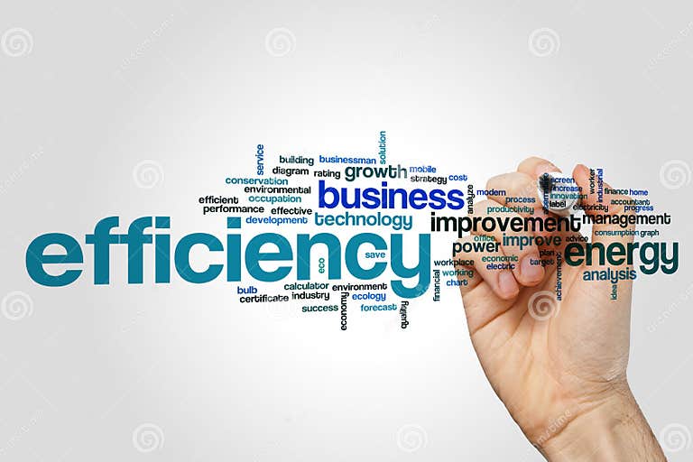 Efficiency Word Cloud Concept on Grey Background Stock Photo - Image of ...