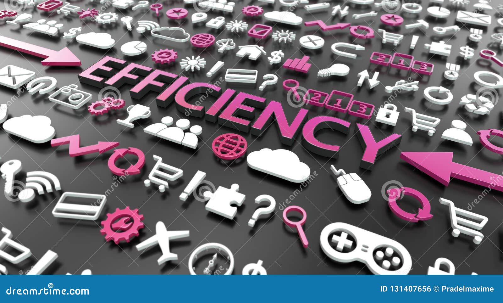 `efficiency` Word with 3d Icons Stock Illustration - Illustration of ...