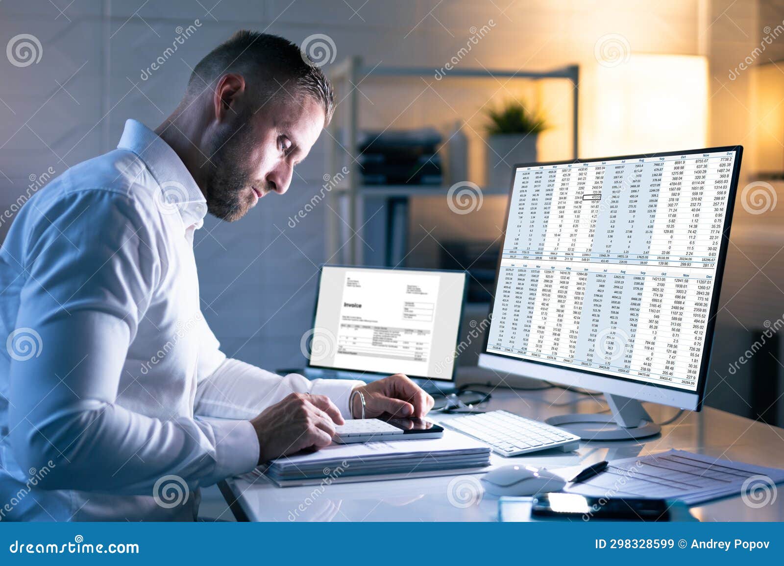 Efficient Accountant at Work: Tax Software, Office Invoice Stock Image ...