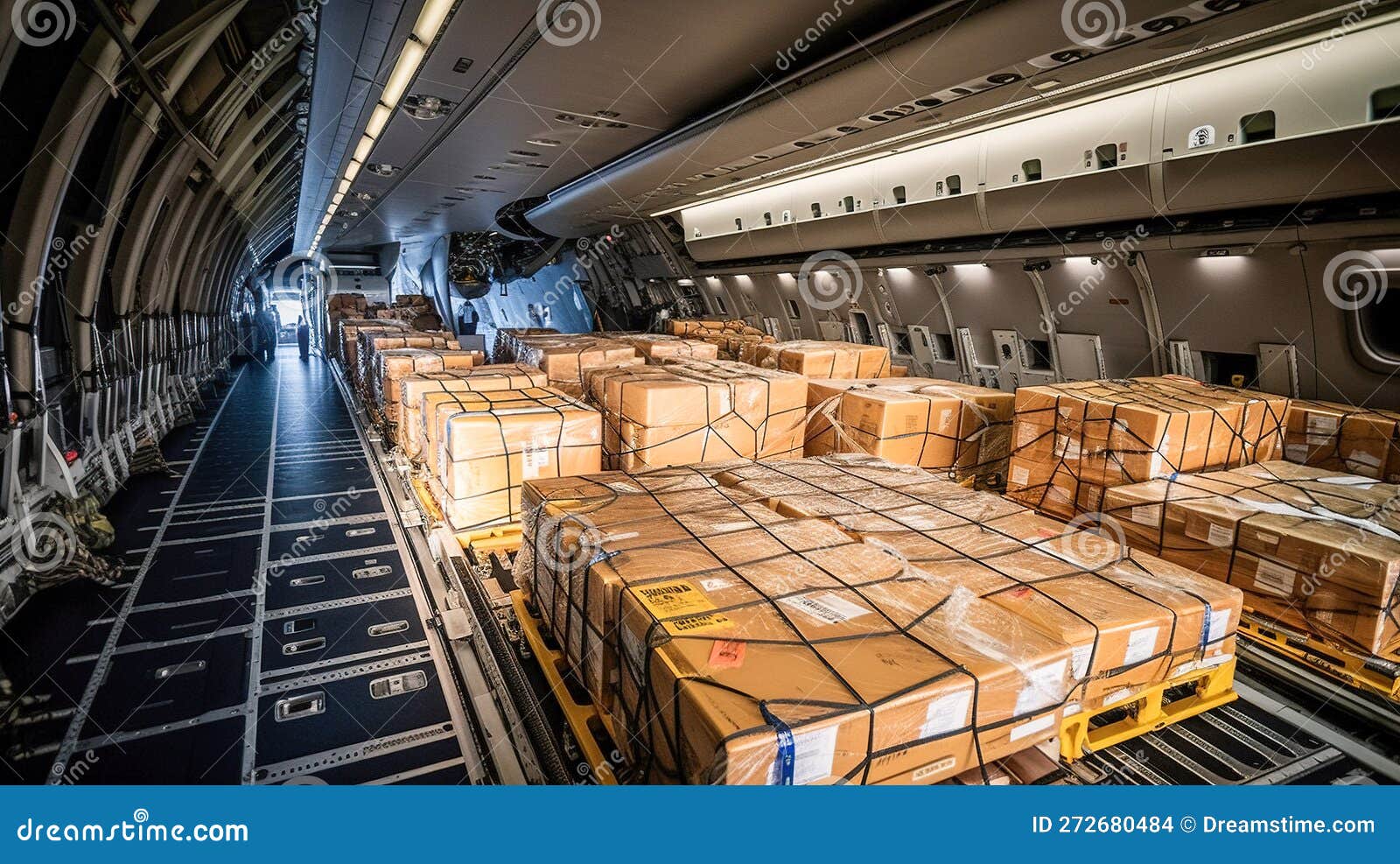 Efficient Air Cargo Transportation, Packages and Boxes Inside Large ...