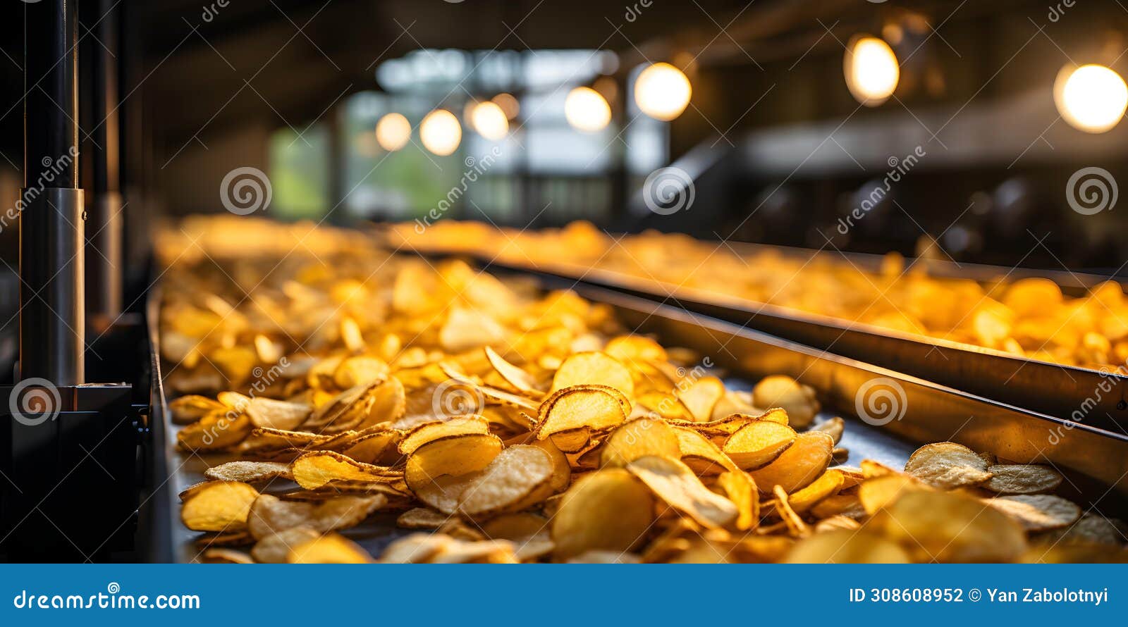 Efficient Assembly Line Operation in Factory that Packages Potato Chips ...