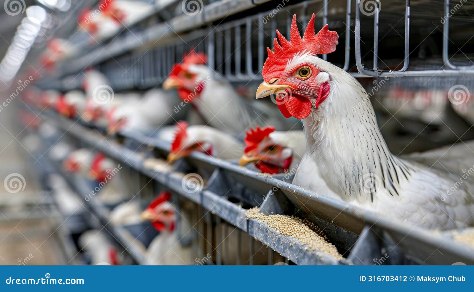 Efficient Automated Poultry Farming with Hens in Spacious Cages Pecking ...