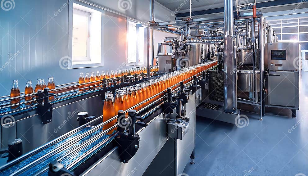 Efficient Beverage Production Line in a Factory Setting Stock ...