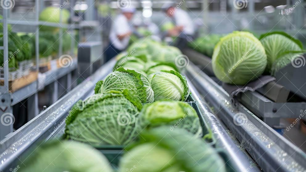 Efficient Cabbage Packaging Process in a Modern Facility Stock ...