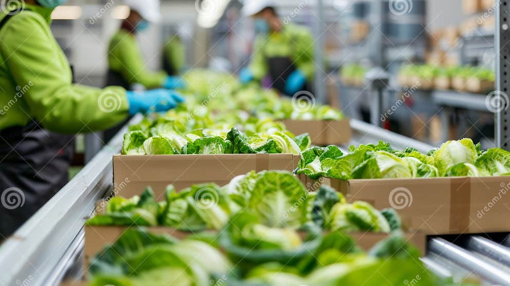 Efficient Cabbage Packaging Process in a Modern Facility Stock ...