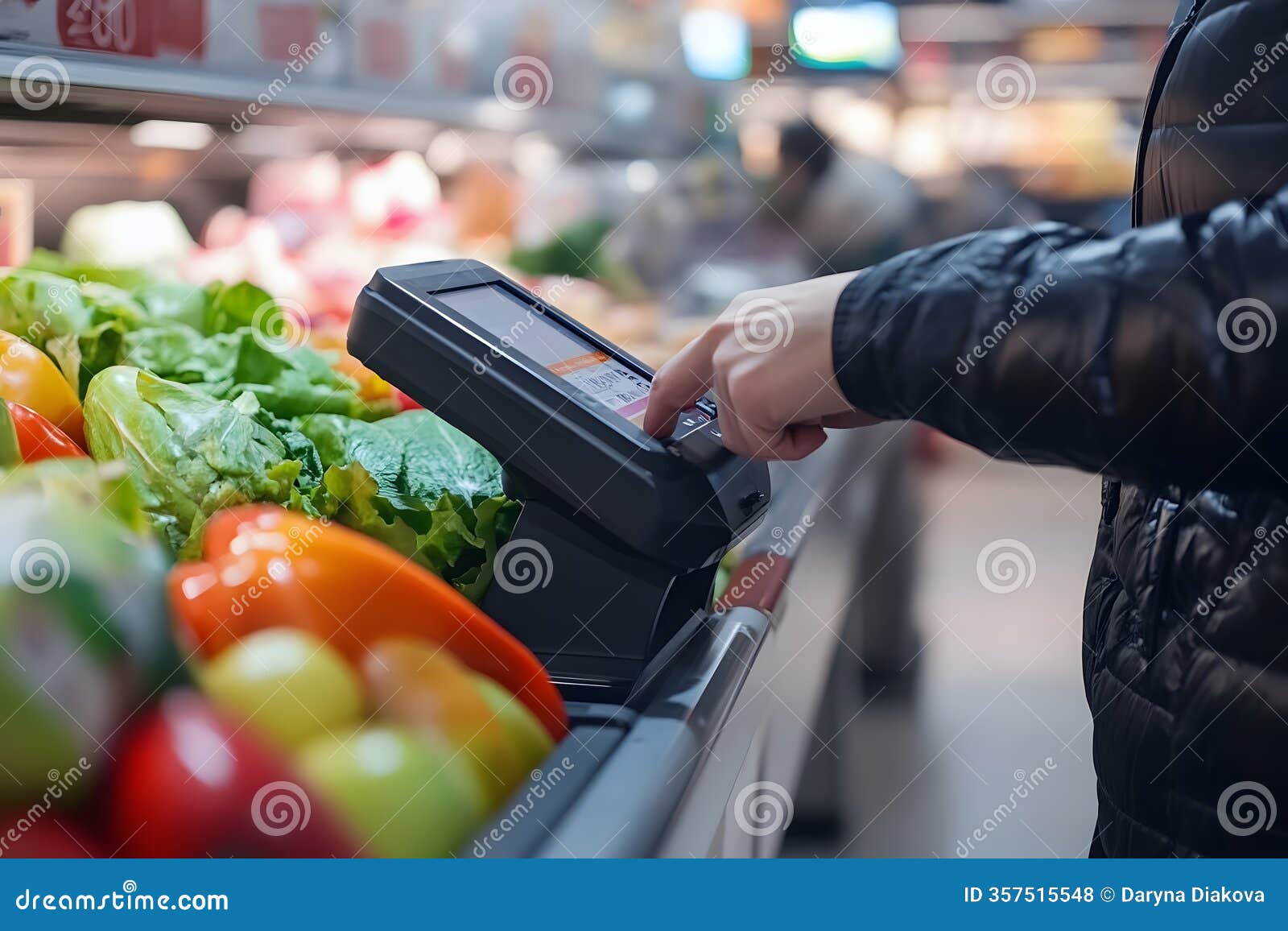 Efficient Checkout: a Cashier Scans Groceries with a Barcode Scanner ...