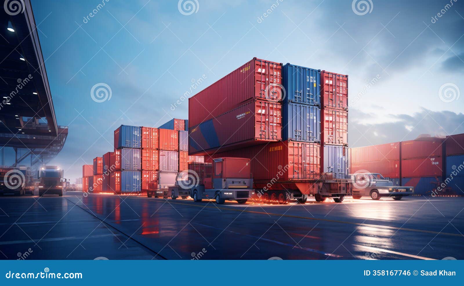 Loading And Unloading Of Goods In A Warehouse Using A Forklift Cartoon ...