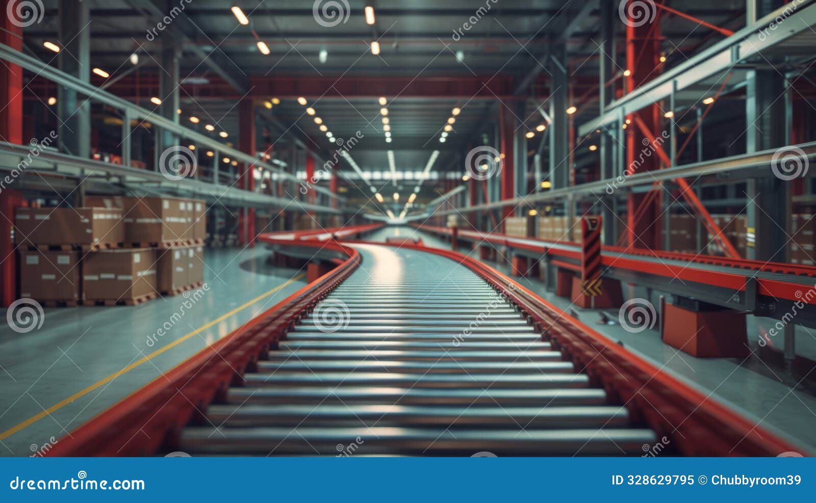 Efficient Conveyor Belt Operation in a Warehouse Stock Illustration ...