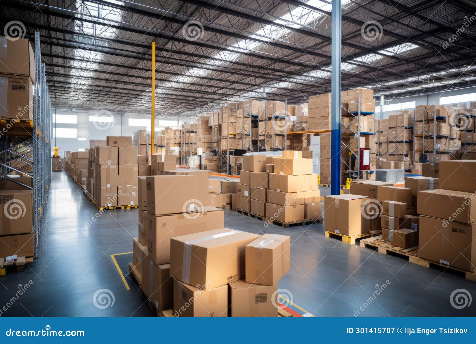 Efficient Conveyor Belt System Moving Multiple Cardboard Box Packages ...