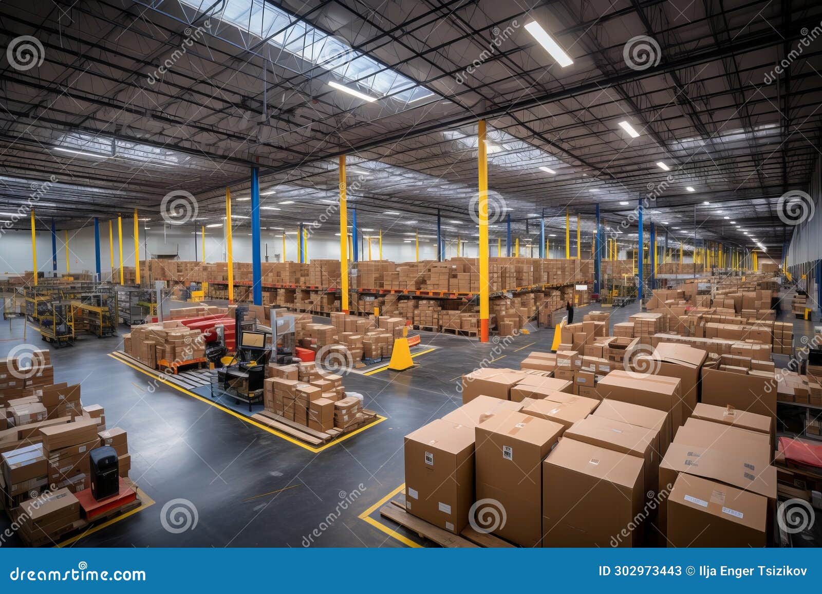 Efficient Conveyor System In A Busy Warehouse, Smoothly Transporting ...