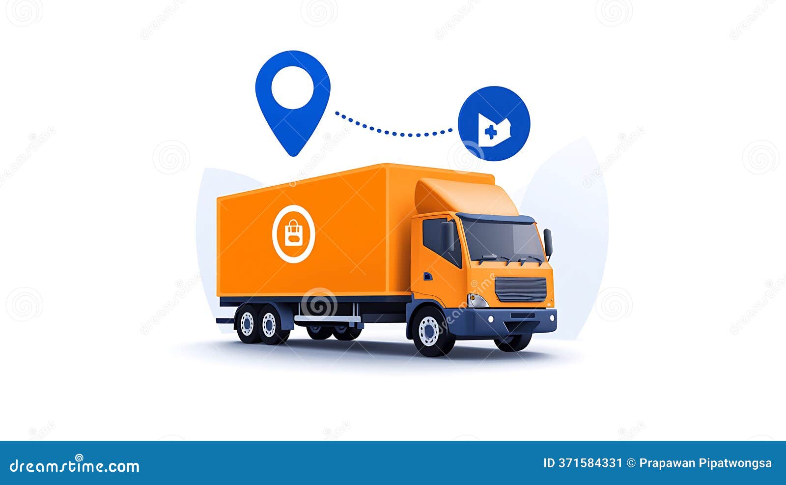Efficient Delivery Route Map With Truck Transportation Vector ...