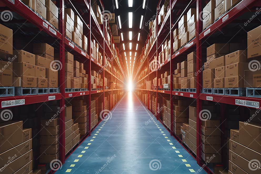 Efficient Distribution System 3D Rendering Depicts Box Movement Stock ...