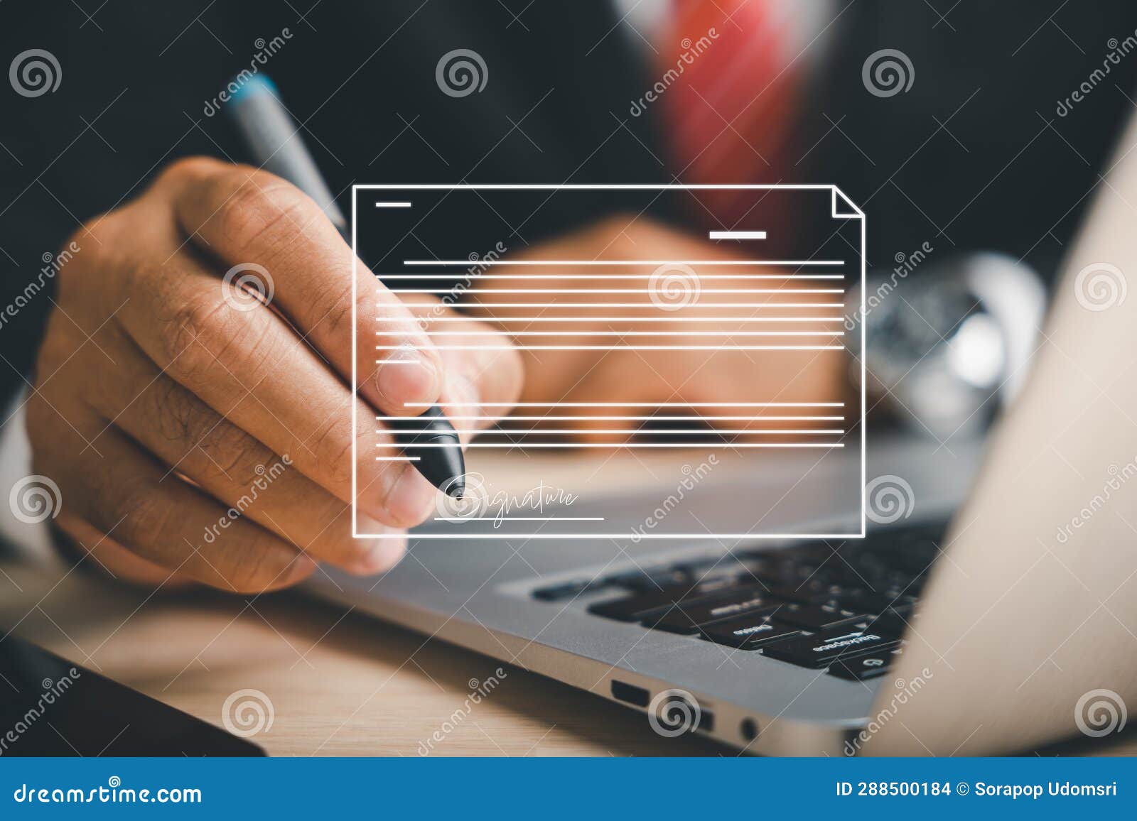 Efficient Document Management Businessman Uses Pen To Sign Electronic ...