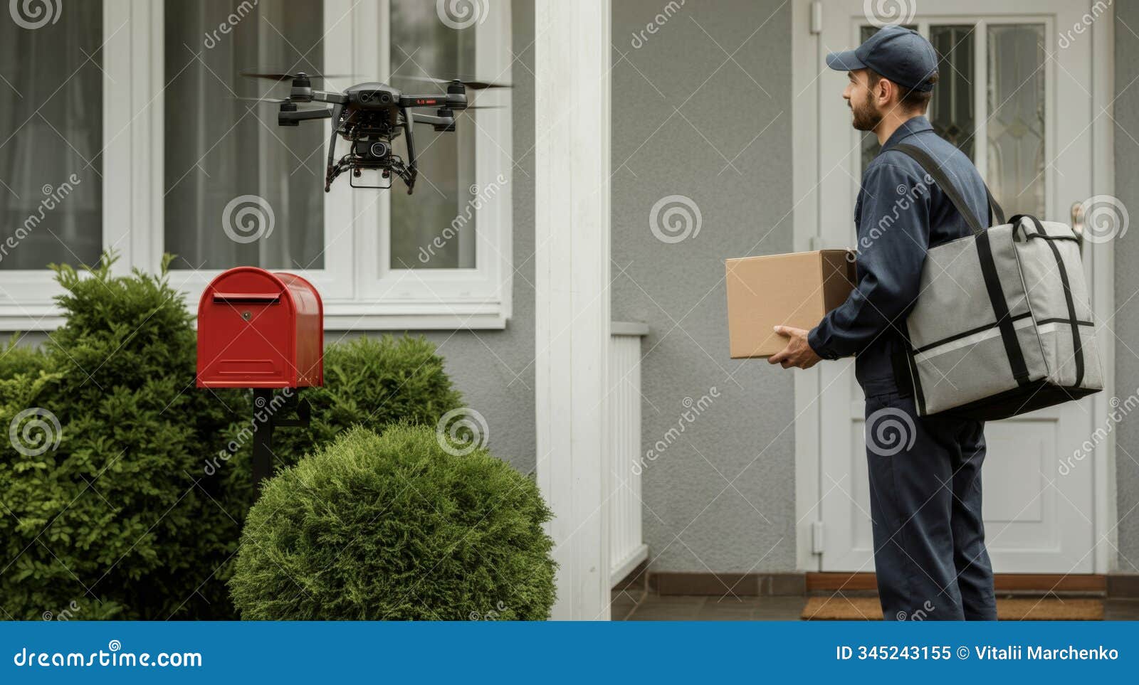 Efficient Drone Delivery for Postal Services in Urban Residential Areas Stock Illustration ...