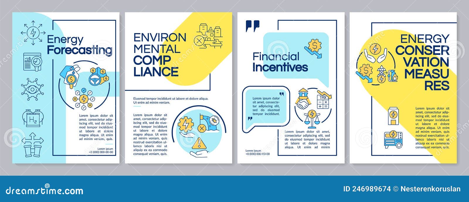 Efficient Energy Planning Blue and Yellow Brochure Template Stock ...
