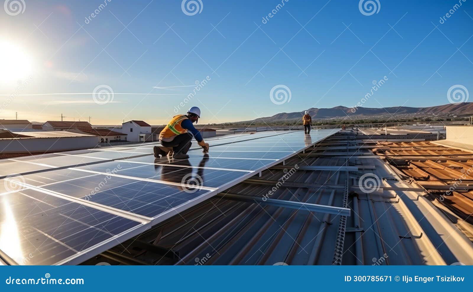 Efficient Engineer Ensuring Solar Panel Performance at a Renewable Energy Power Plant Stock ...