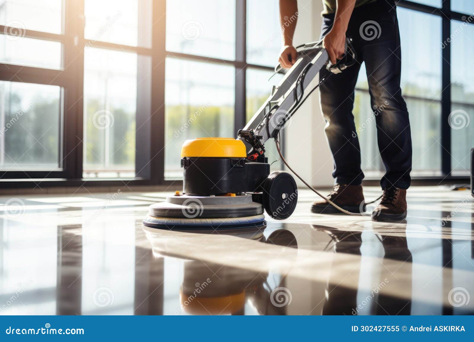 Efficient Floor Cleaning in Industrial Setting Stock Illustration ...