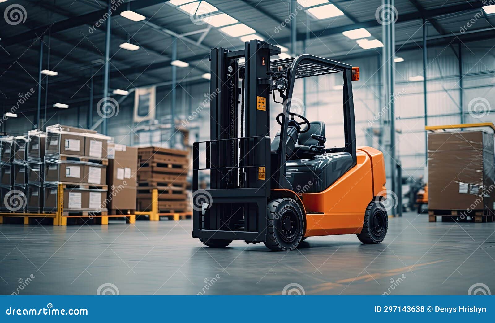 Efficient Forklift Stacker Loader In Action, Loading Cardboard Boxes In ...