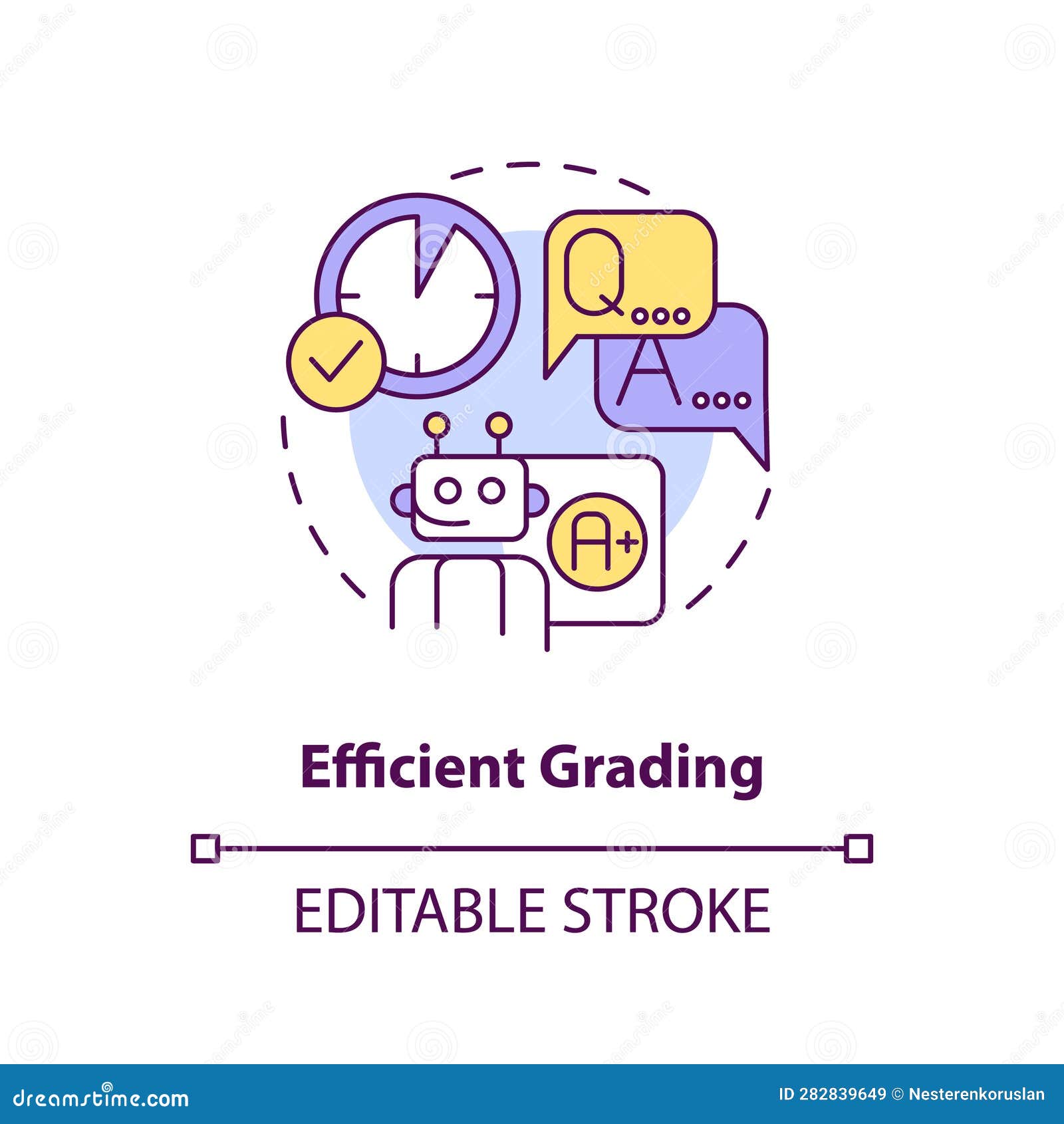 Efficient Grading In AI Education Concept Icon Cartoon Vector ...