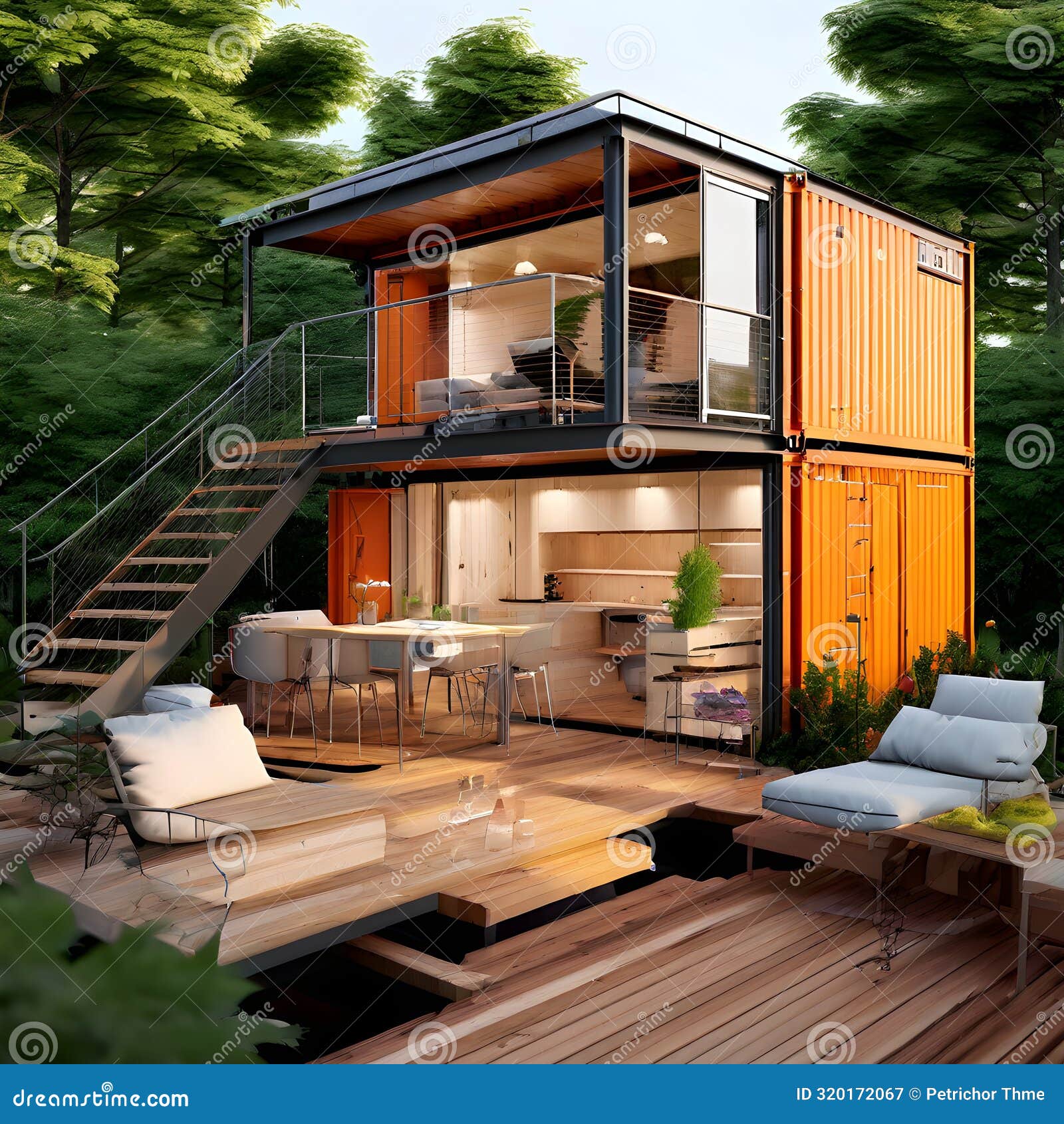 Efficient and Green: Container Homes with Garden and Terrace Stock ...