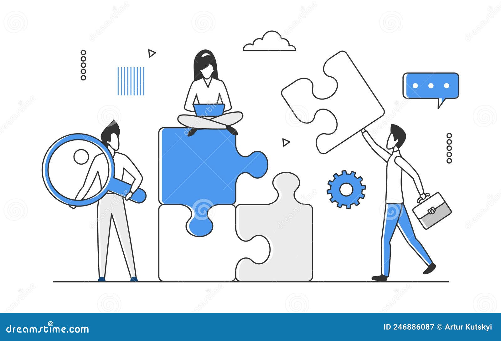 Efficient and Innovative Business Team Work Solutions Stock Vector ...