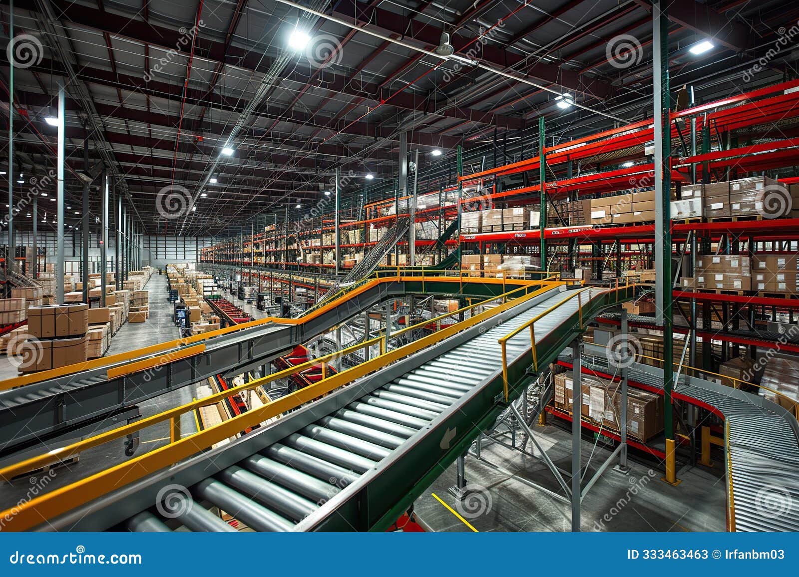 Efficient Logistics Hub with Crates, Conveyor Belts, and Precision ...