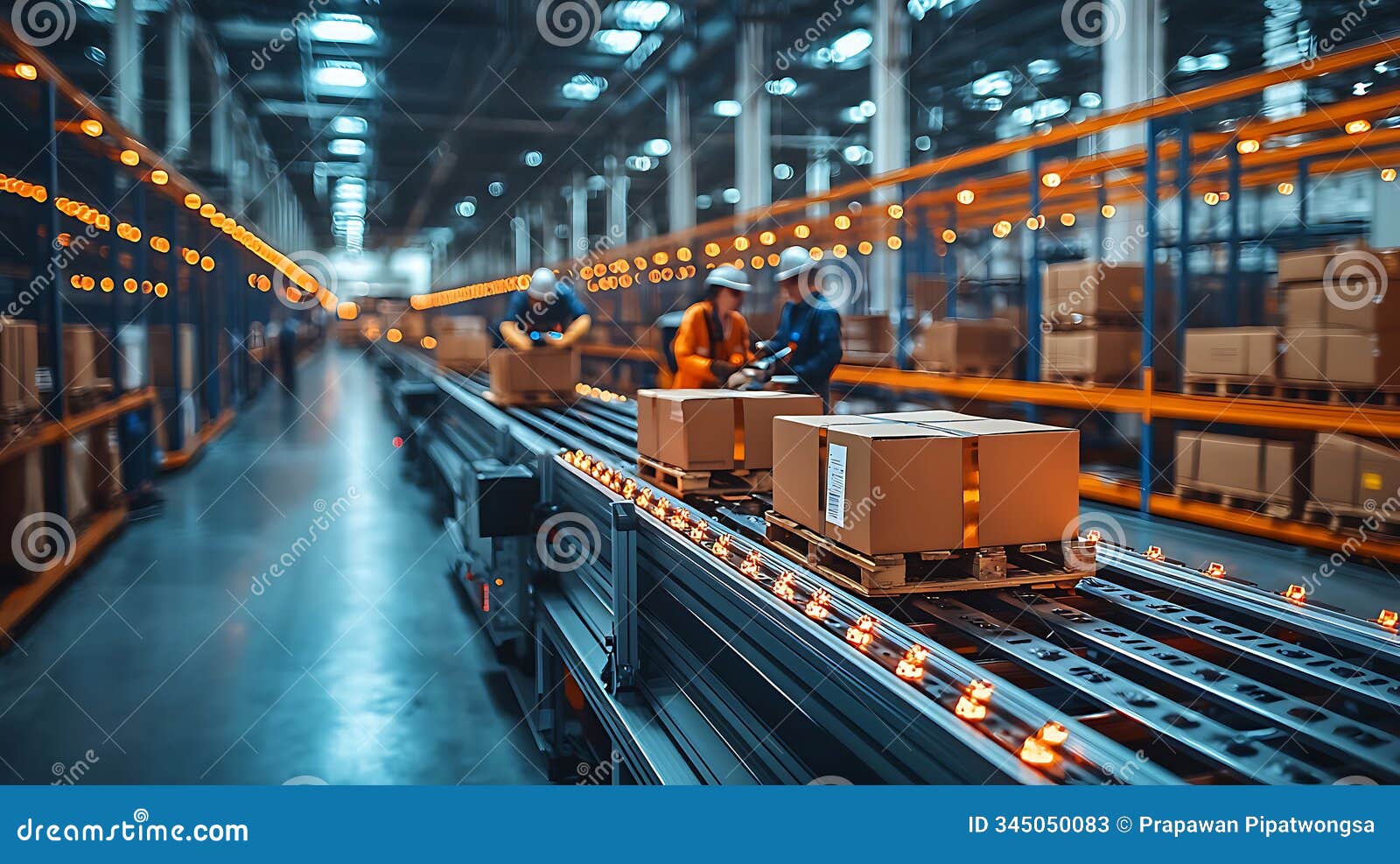 Workers Handling Packages In Warehouse With Miniature Figures Stock ...