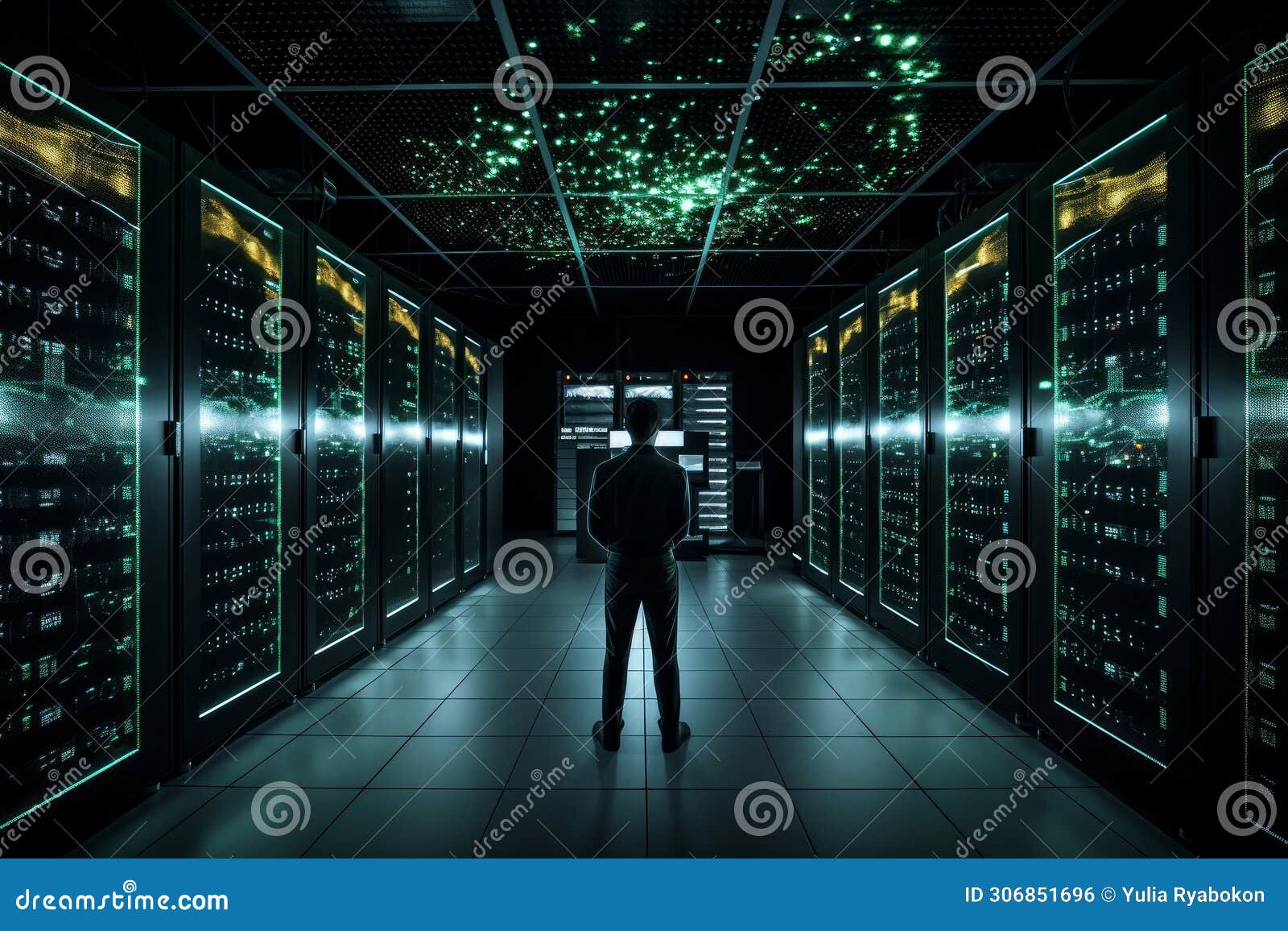 Efficient Man Data Center. Generate Ai Stock Photo - Image of ...