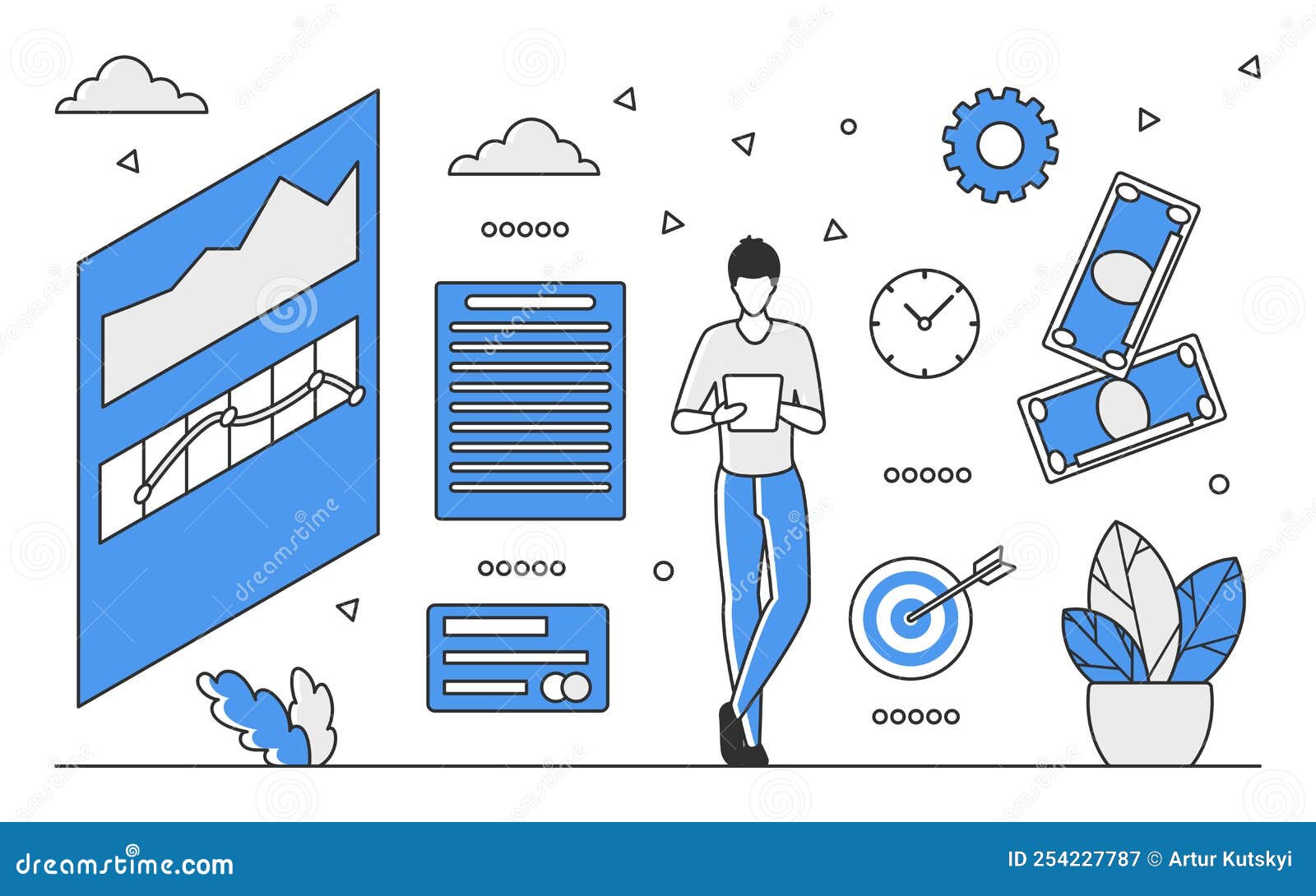 Efficient Market Trend Analysis Stock Vector - Illustration of graph ...