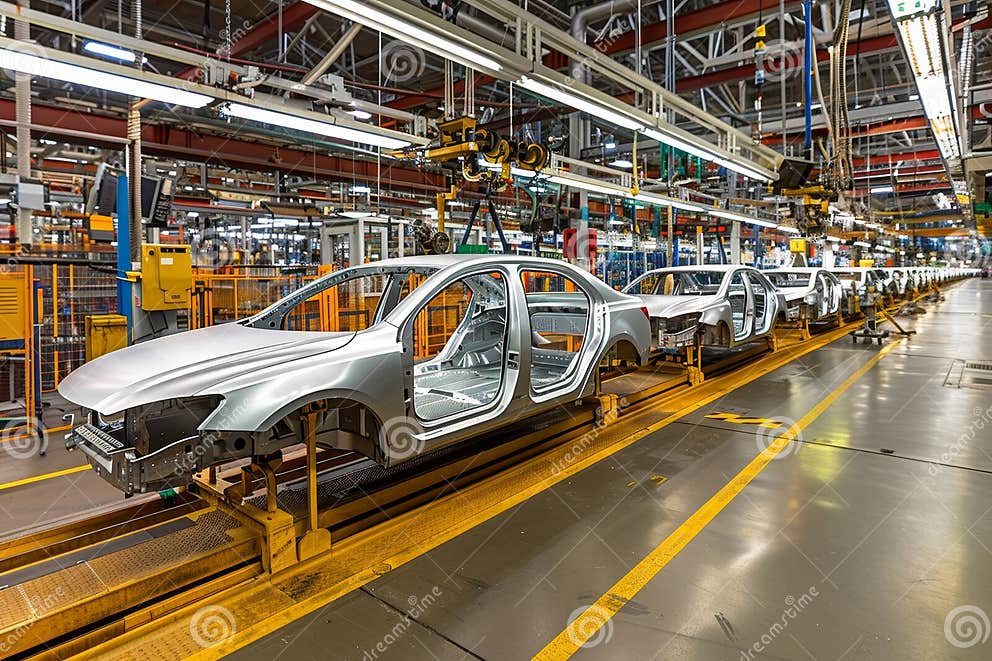 Efficient Modern Car Assembly Line in a Busy Factory Setting for ...