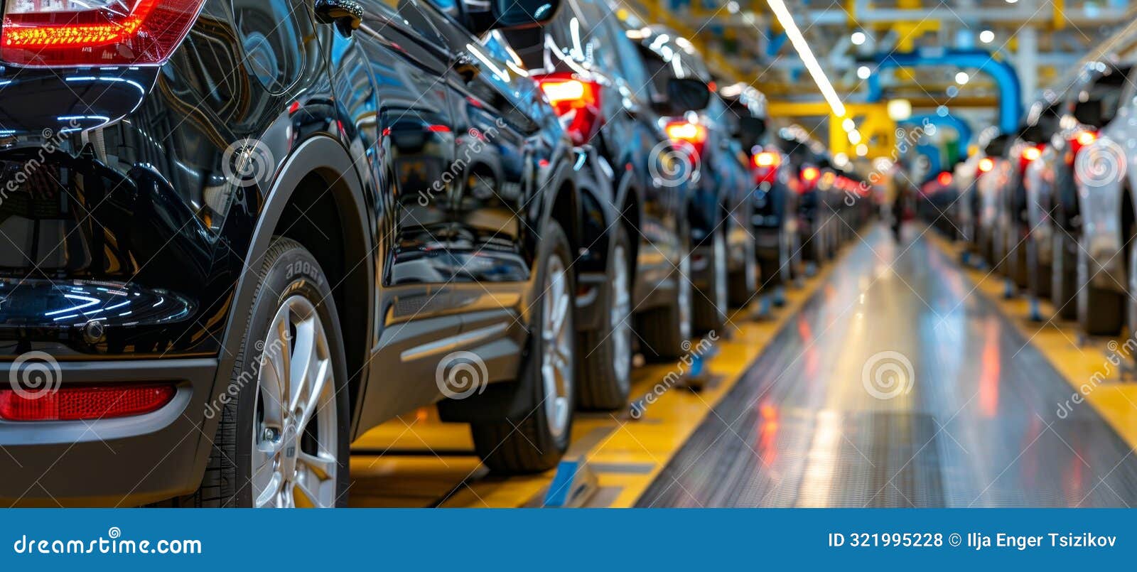 Efficient Modern Car Production Line in Busy Factory, Optimizing ...