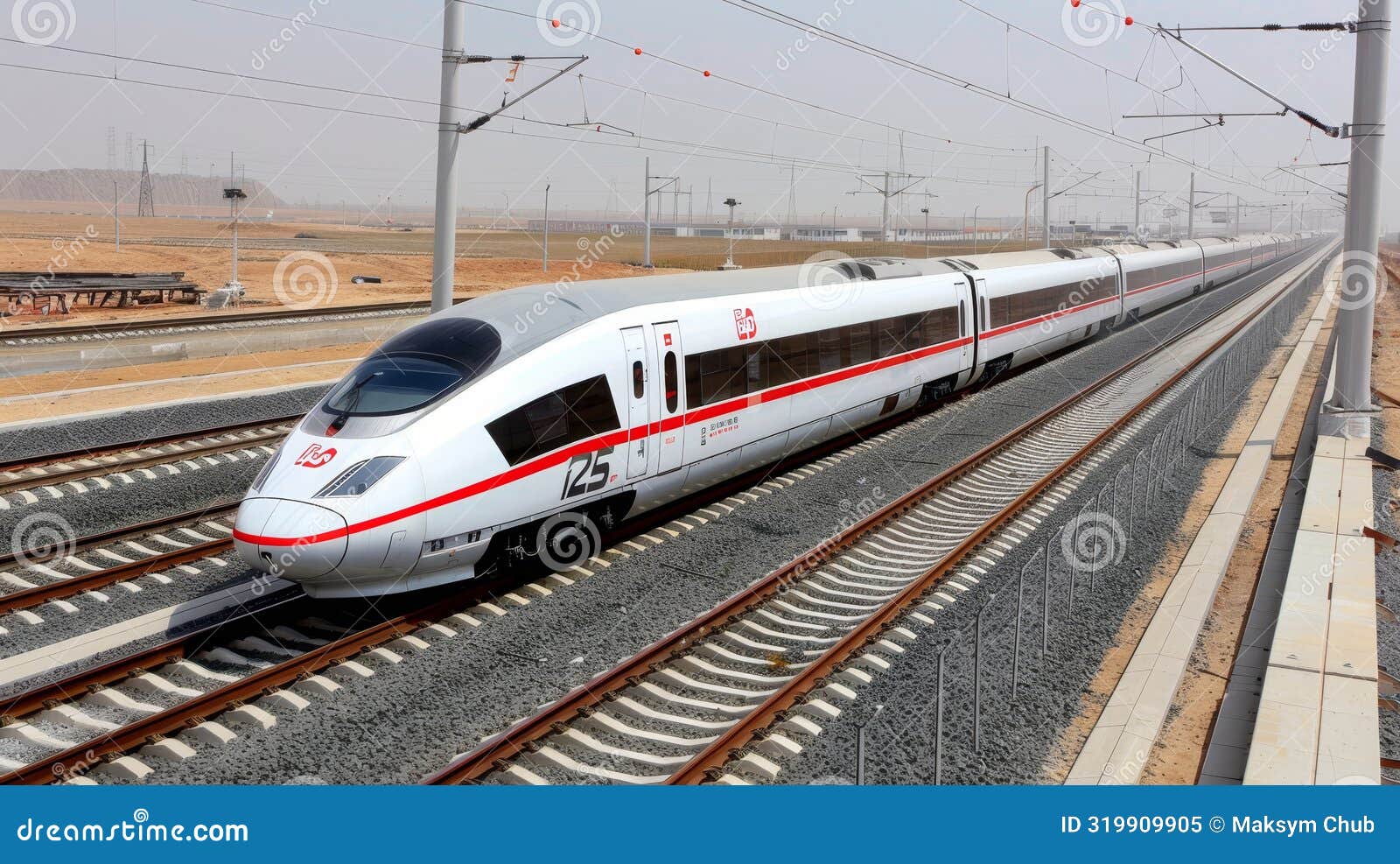 Efficient Modern Transportation High Speed Train Racing Along Railway ...