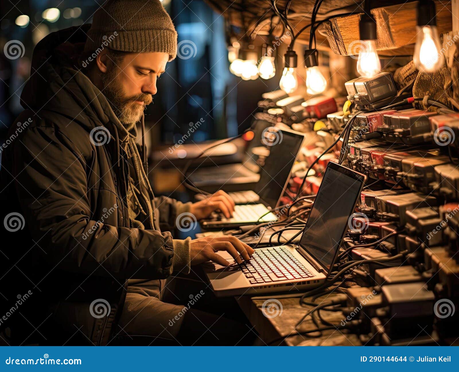 Efficient Multitasker Using Multiple Devices Stock Illustration ...