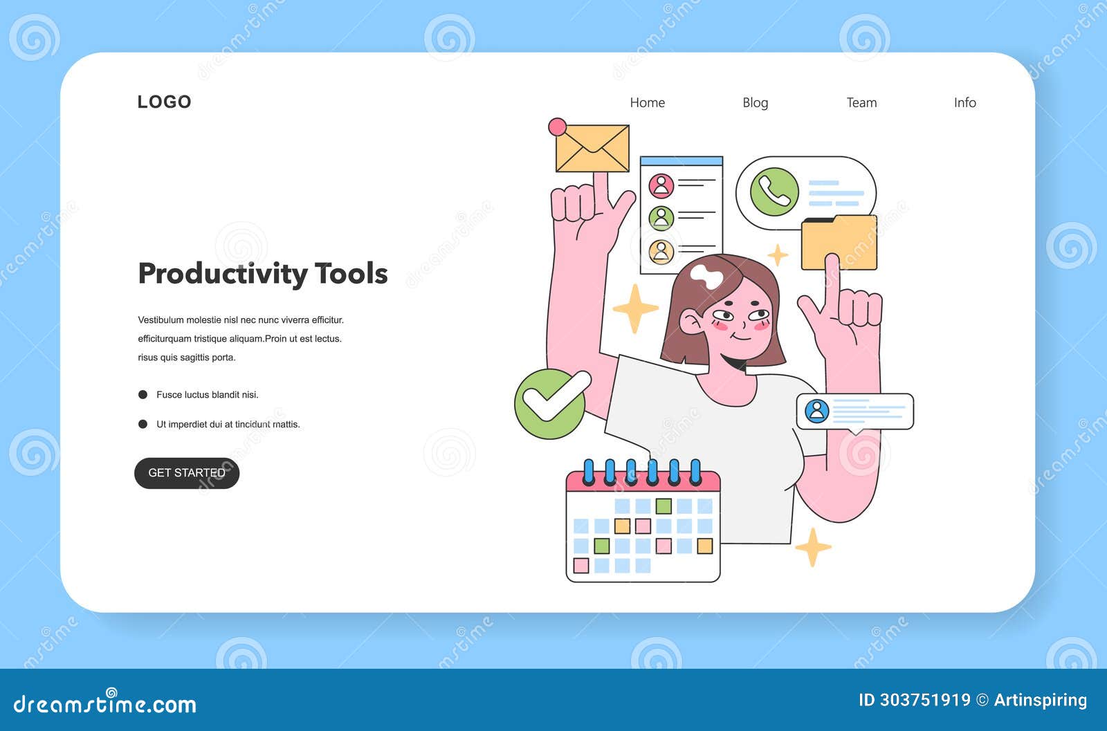 Efficient Office Tasks Concept. Flat Vector Illustration. Stock Vector ...