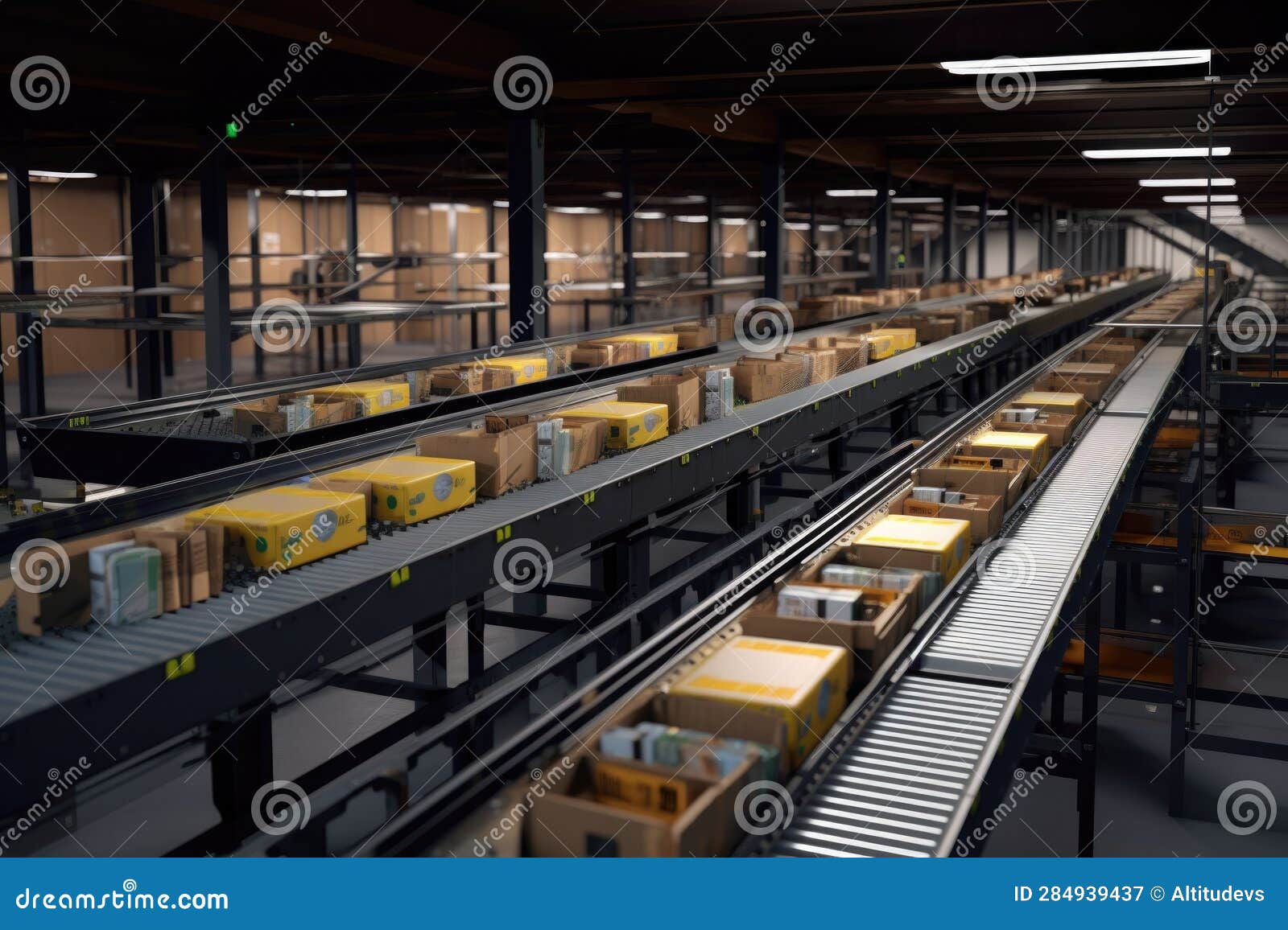 Efficient Parcel Sorting Conveyor Belt System Stock Illustration ...