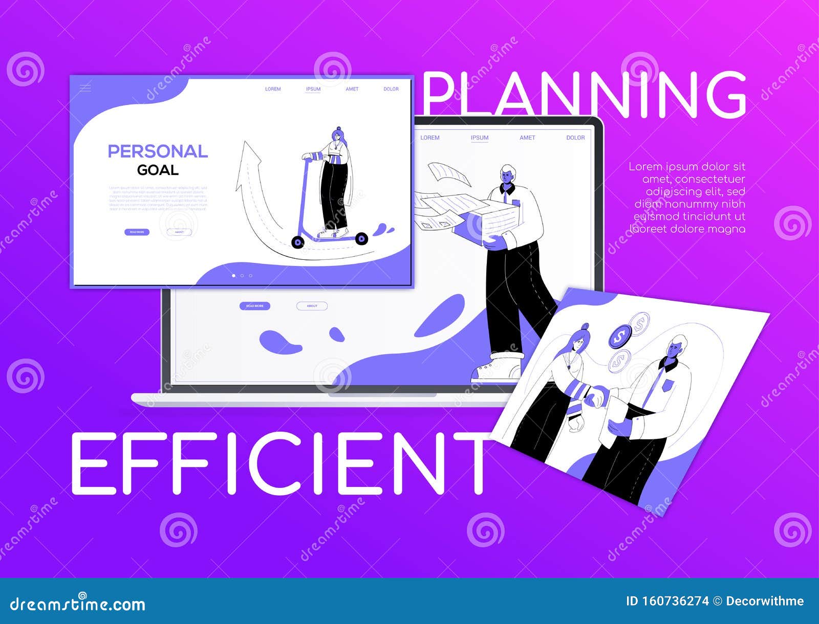 Efficient Planning - Flat Design Style Colorful Web Banner Stock Vector ...