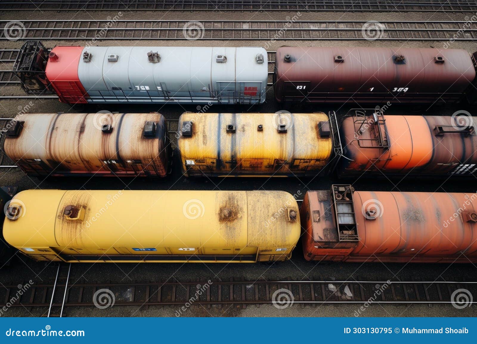 Efficient Rail Top View of Different Railway Wagons for Logistics Stock ...