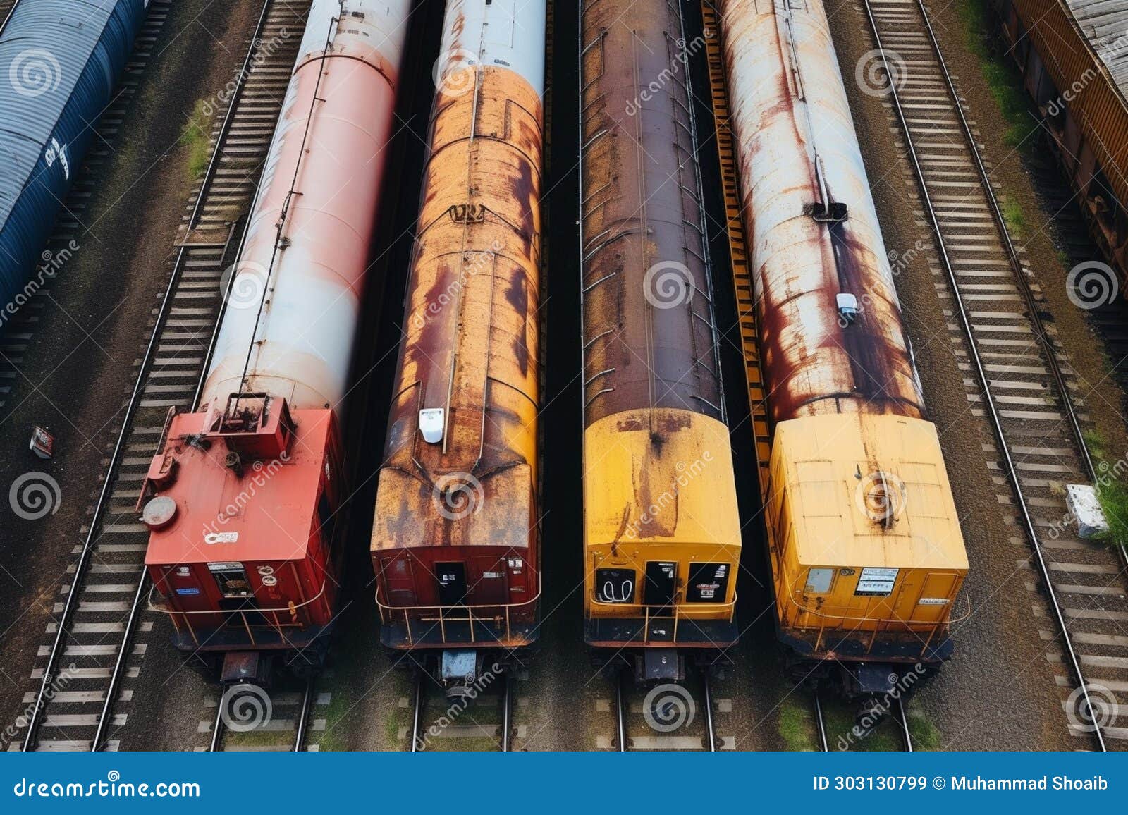 Efficient Rail Top View of Different Railway Wagons for Logistics Stock ...