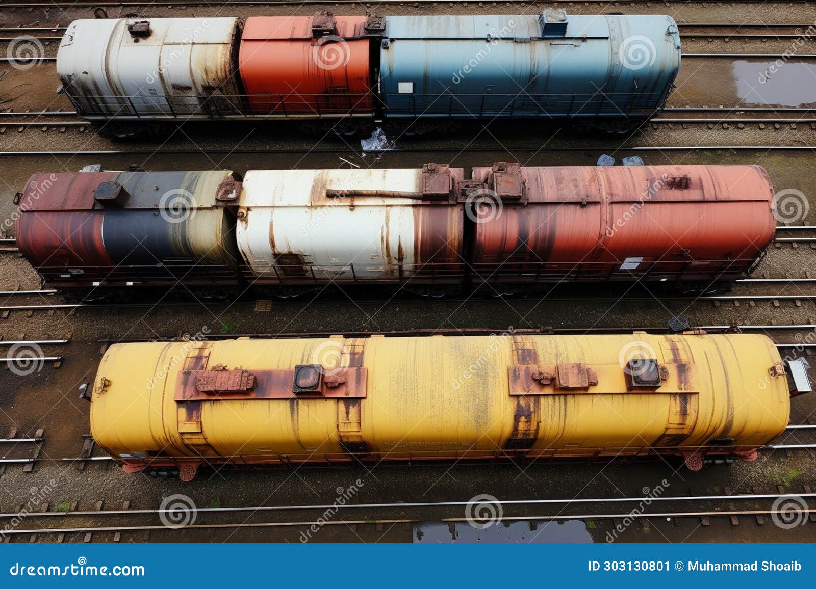 Efficient Rail Top View of Different Railway Wagons for Logistics Stock ...