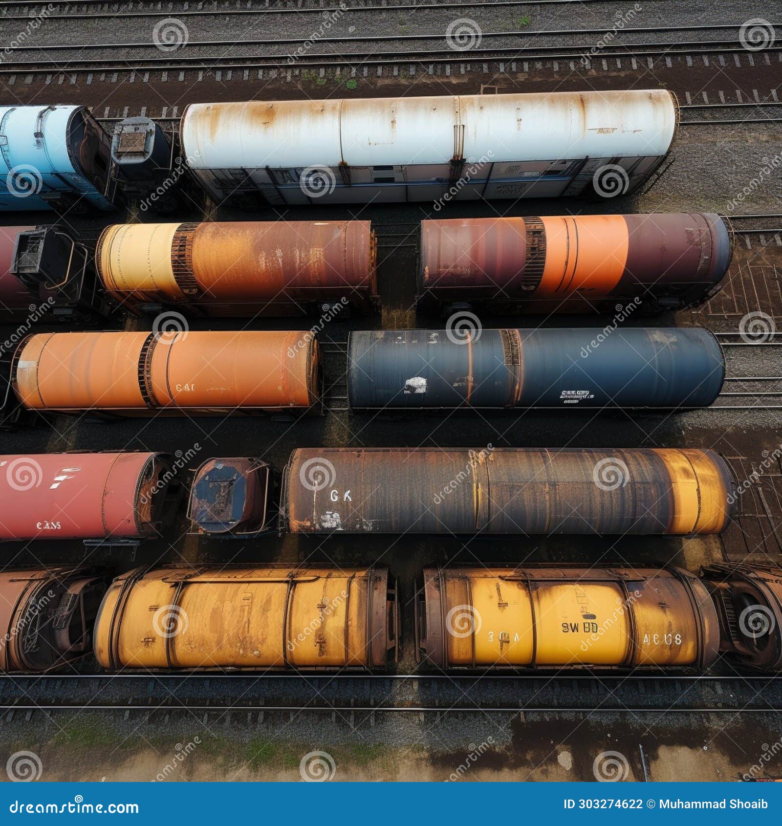 Efficient Rail Top View of Different Railway Wagons for Logistics Stock ...
