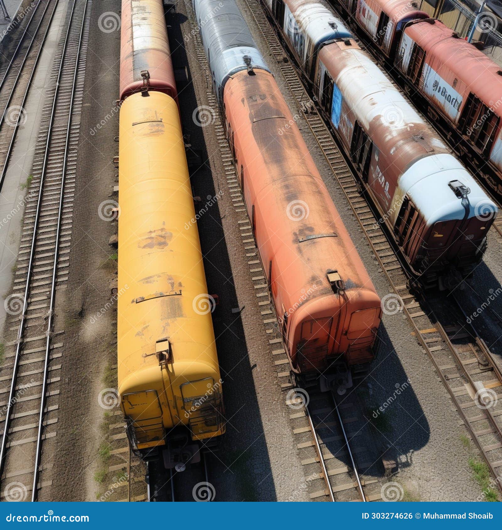 Efficient Rail Top View of Different Railway Wagons for Logistics Stock ...