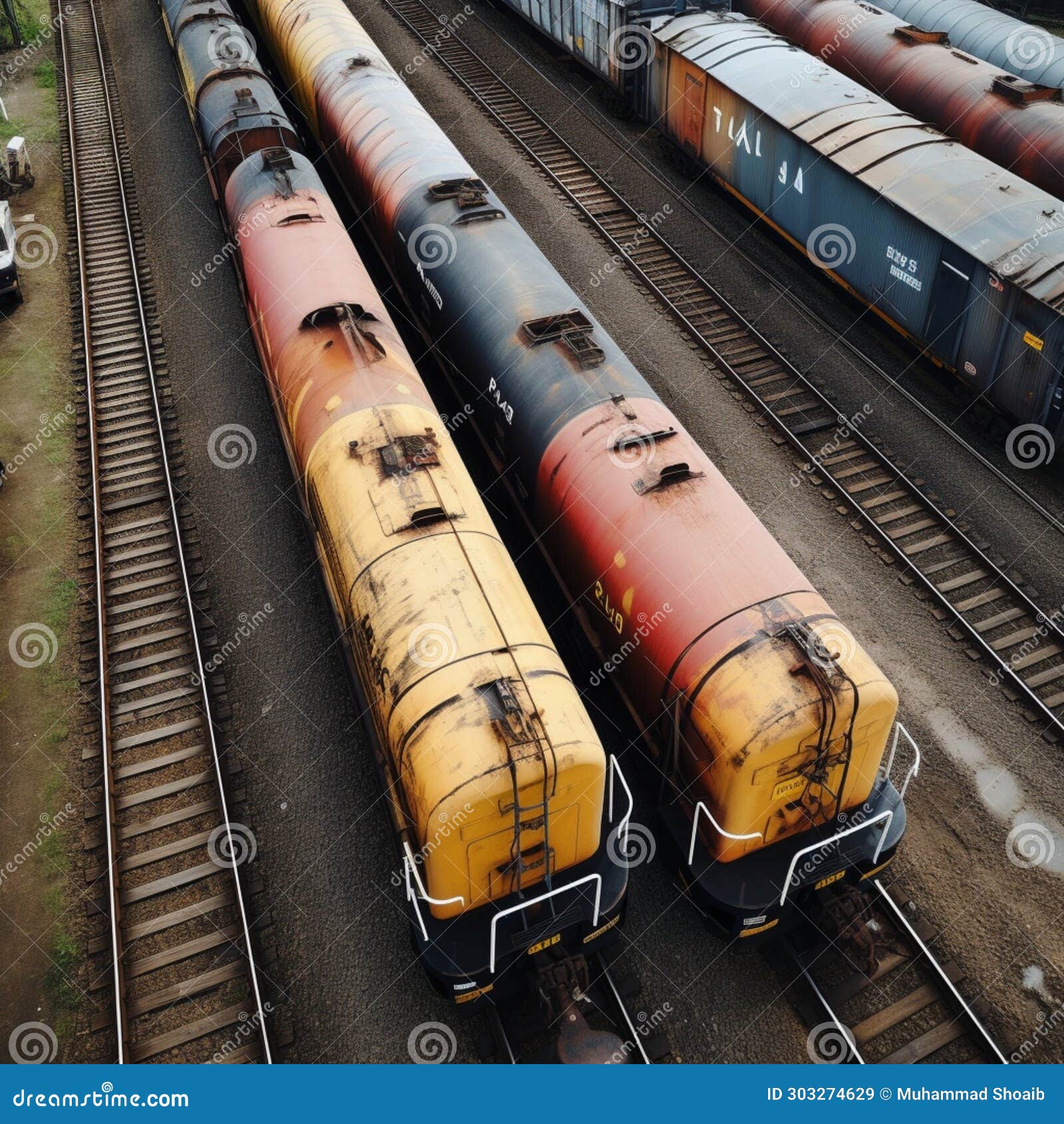 Efficient Rail Top View of Different Railway Wagons for Logistics Stock ...