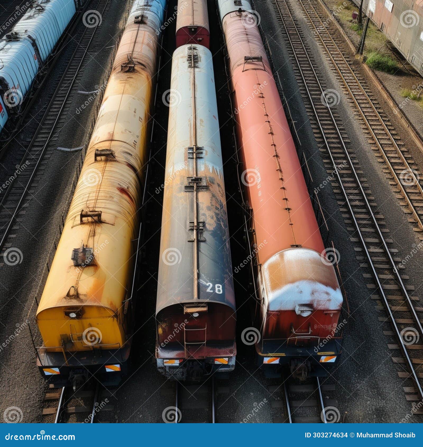 Efficient Rail Top View of Different Railway Wagons for Logistics Stock ...