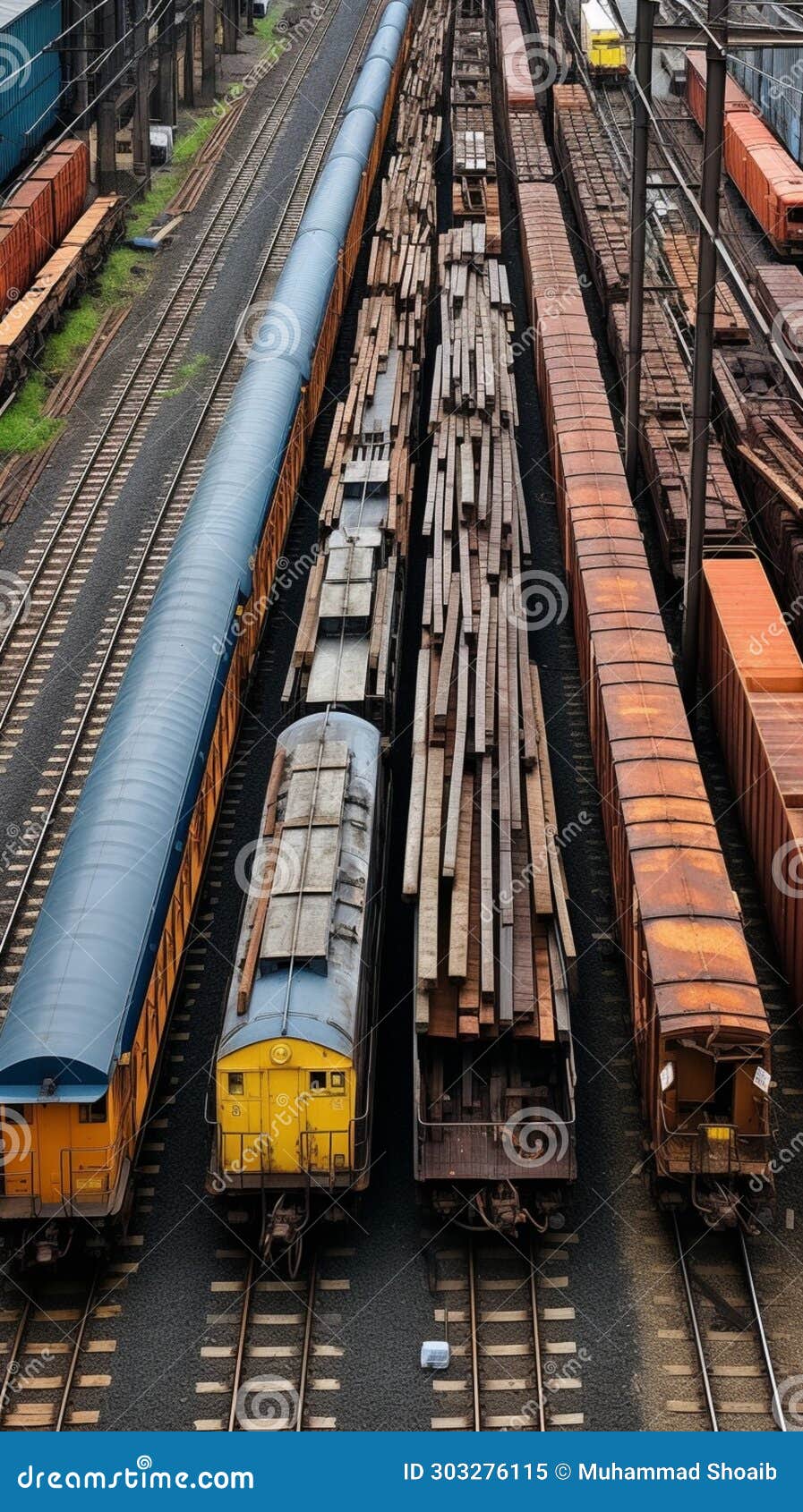 Efficient Rail Top View of Different Railway Wagons for Logistics Stock ...