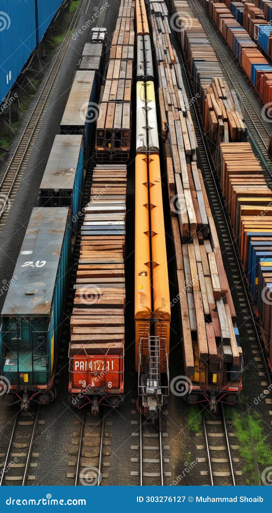 Efficient Rail Top View of Different Railway Wagons for Logistics Stock ...