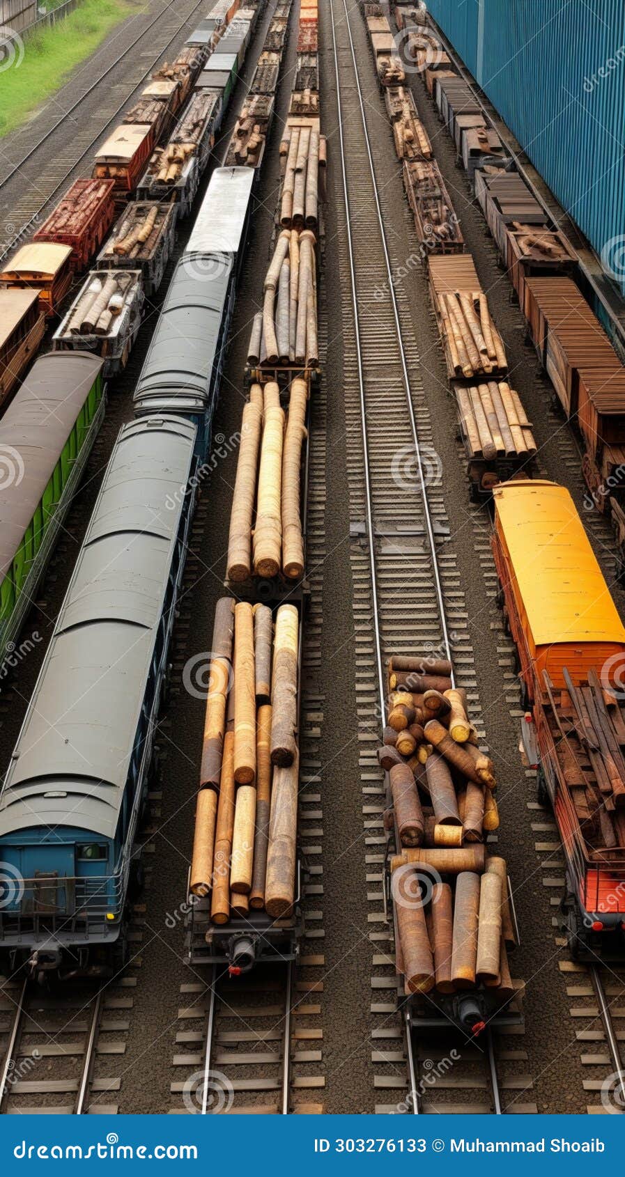 Efficient Rail Top View of Different Railway Wagons for Logistics Stock ...