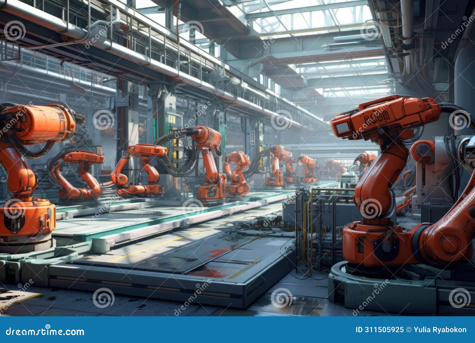 Efficient Robot Hand Factory. Generate Ai Stock Image - Image of plant ...