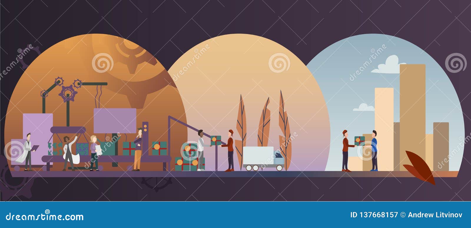 Efficient Smart Factory With Workers, Robots And Assembly Line ...