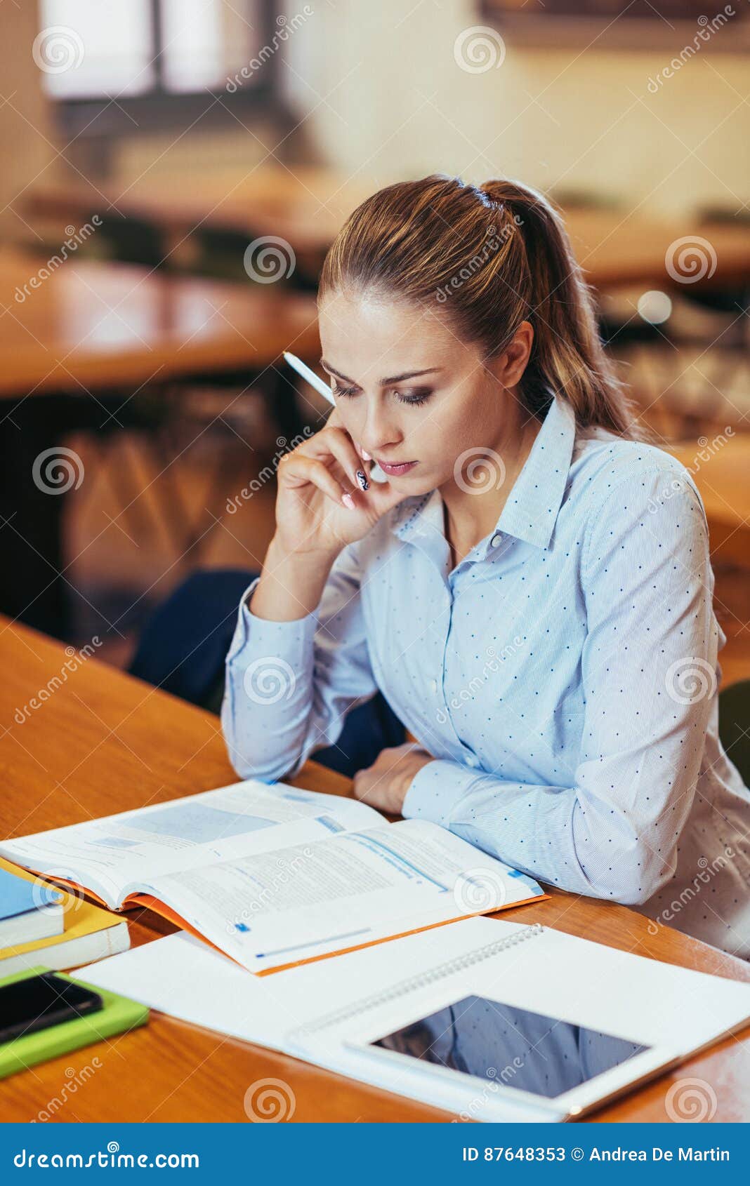 Efficient student stock image. Image of learning, girl - 87648353